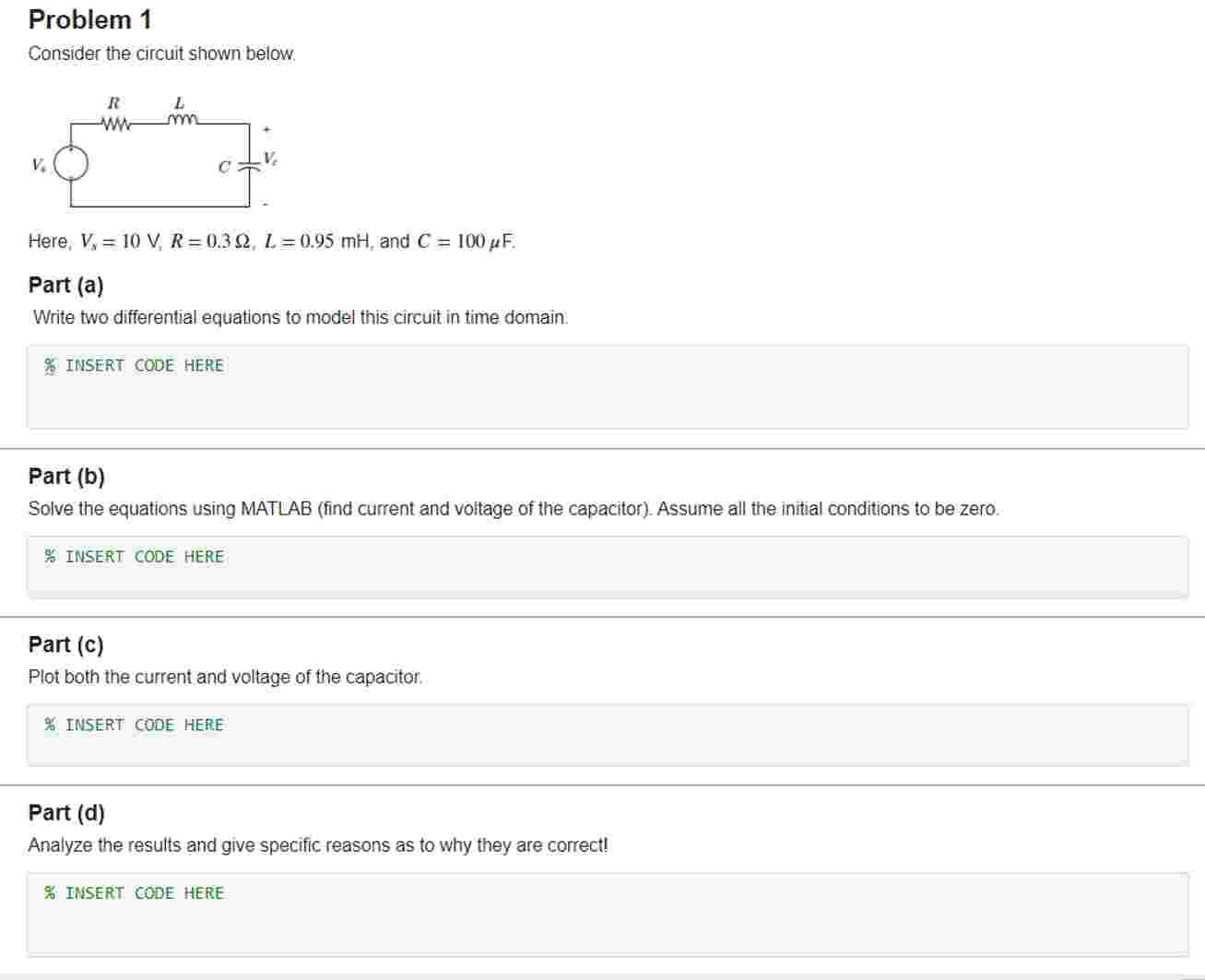 Solved Answer A - D in ﻿Matlab code Problem 1Consider the | Chegg.com