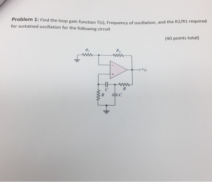 Solved Find the loop gain function T(s), Frequency of | Chegg.com