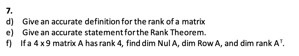 Solved d) Give an accurate definition for the rank of a | Chegg.com