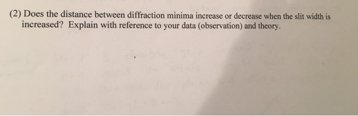 Solved (2) Does the distance between diffraction minima | Chegg.com