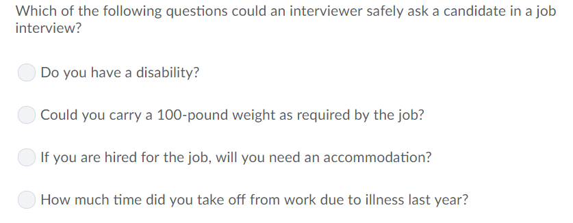 Solved Which of the following questions could an interviewer | Chegg.com Solved Which of the following questions could an interviewer | Chegg.com