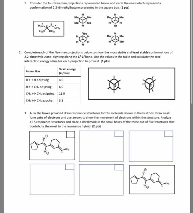 Solved 1. Consider the four Newman projections represented | Chegg.com