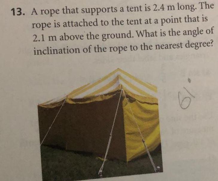 Solved 13. A rope that supports a tent is 2.4 m long. The | Chegg.com