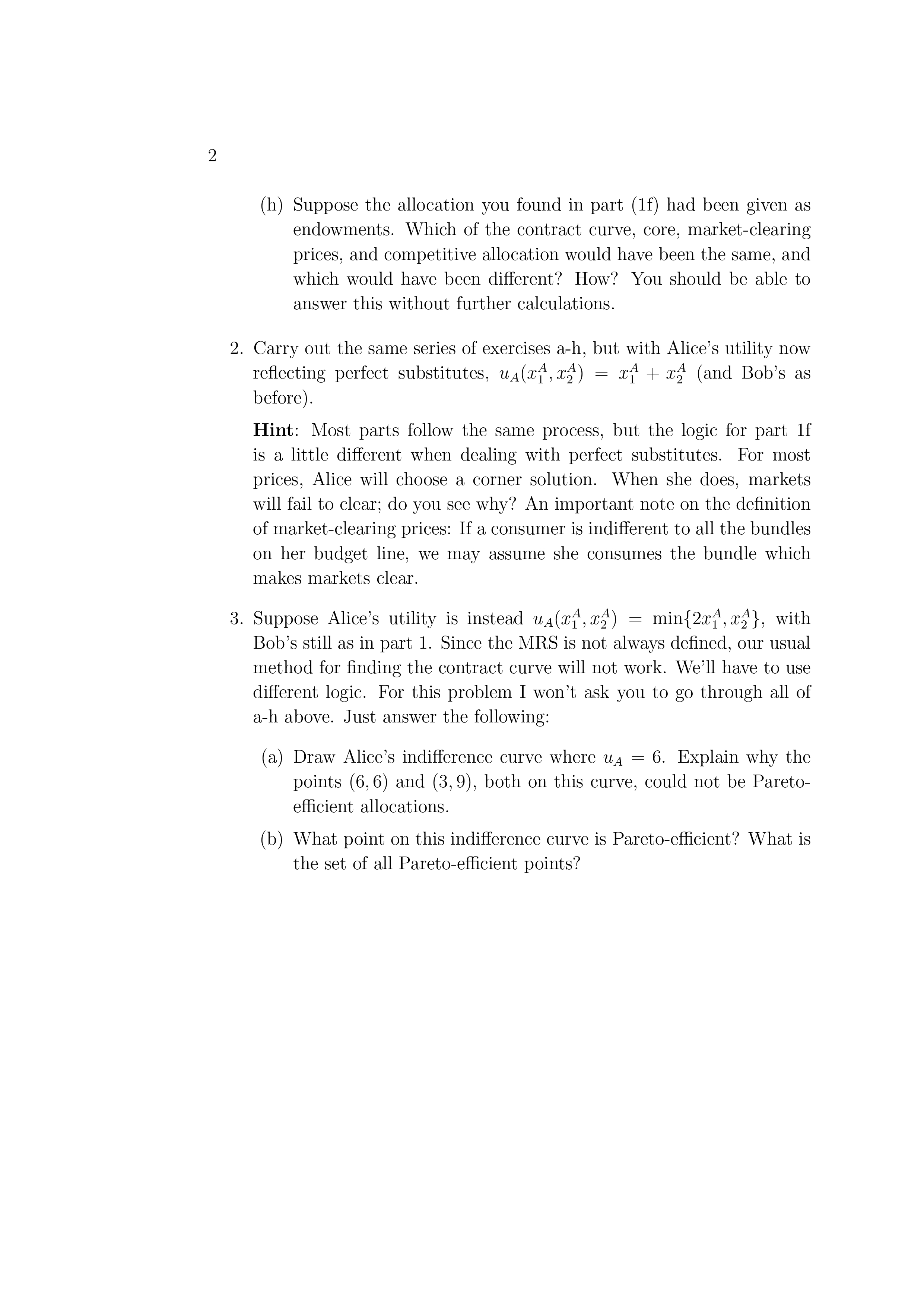 Intermediate Microeconomics, Homework 5 1. Alice and | Chegg.com