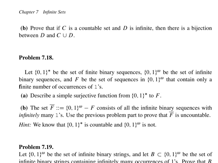Solved Chapter 7 Infinite Sets (b) Prove that if C is a | Chegg.com