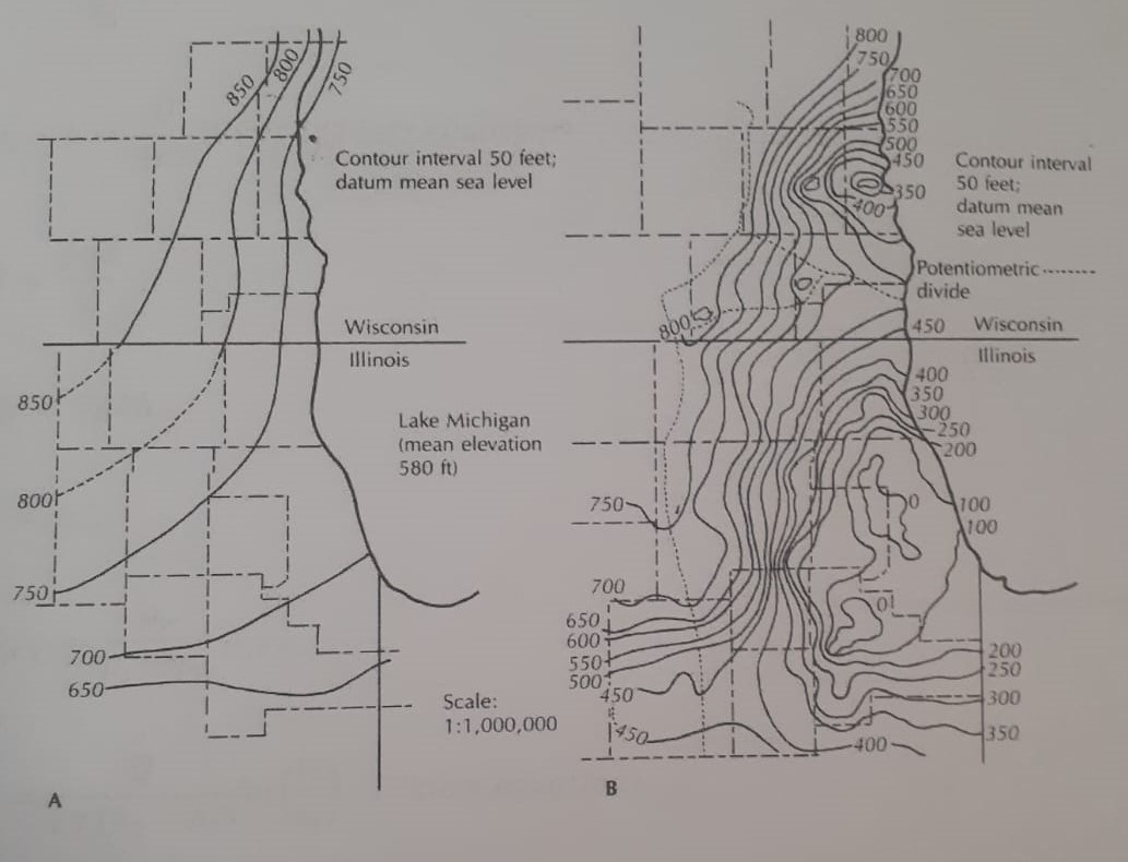 Solved The following maps show the potentiometric surface of | Chegg.com