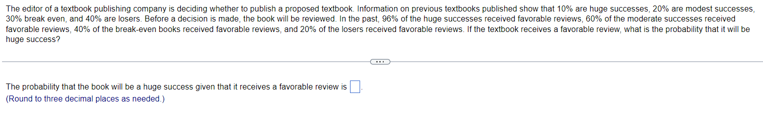 Solved The editor of a textbook publishing company is | Chegg.com