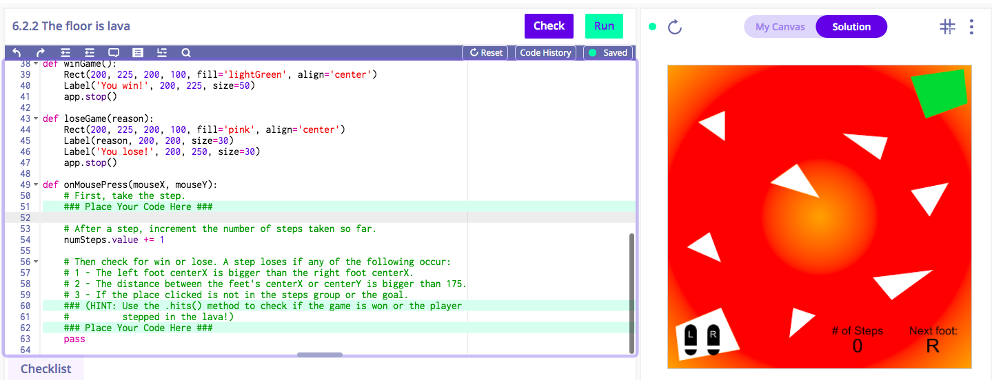 Solved 6.2.2 The floor is lava | Chegg.com