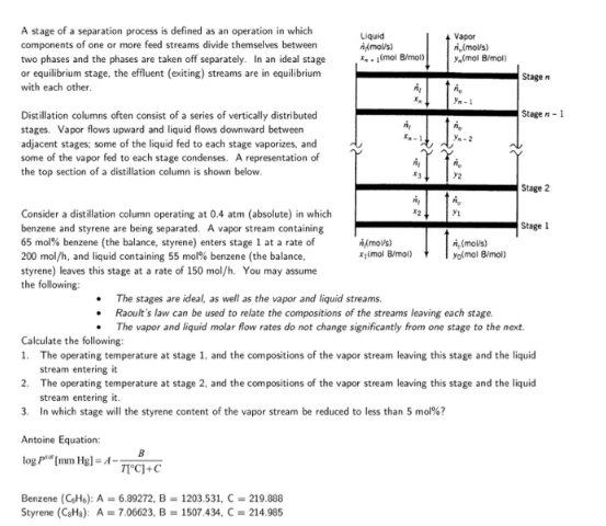 A stage of a separation process is defined as an | Chegg.com