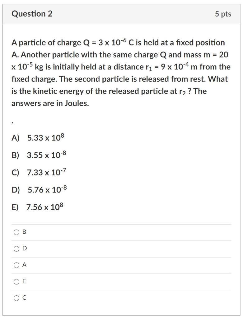Solved A particle of charge Q=3×10−6C is held at a fixed | Chegg.com