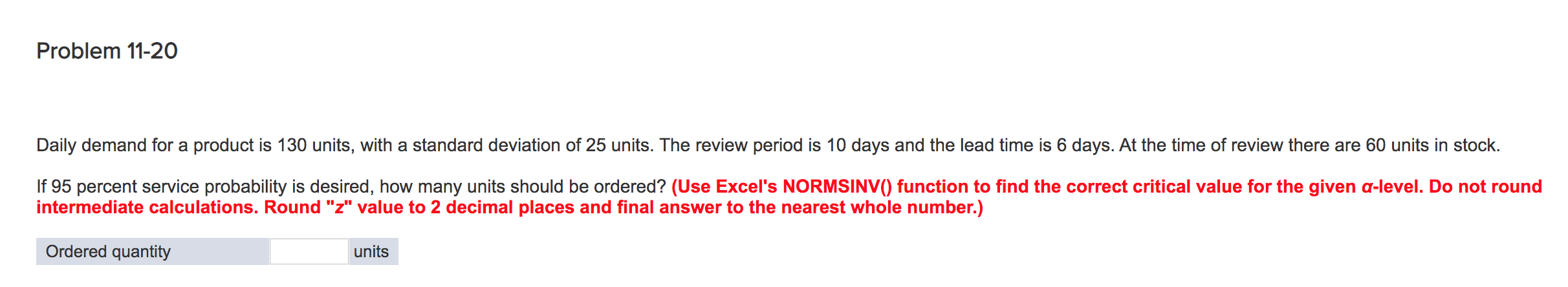 Solved Problem 11-20 Daily demand for a product is 130 | Chegg.com