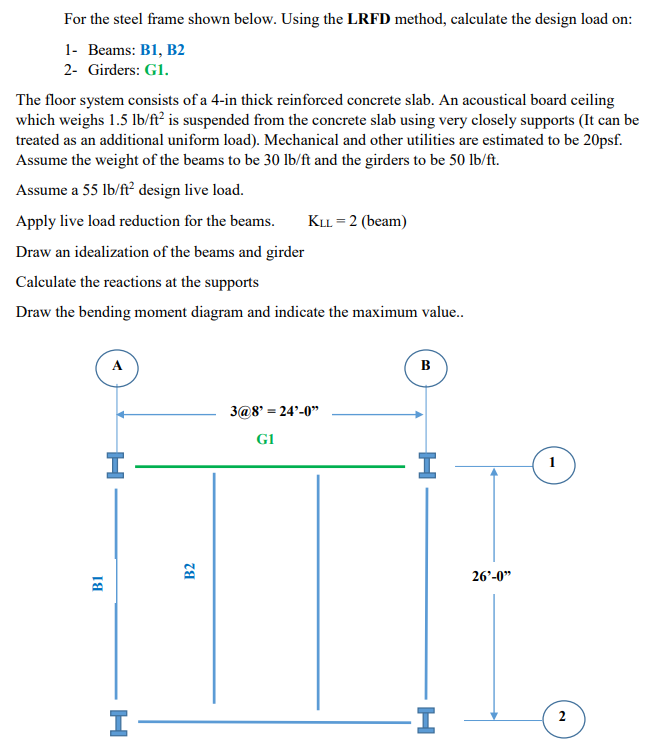 For the steel frame shown below. Using the LRFD | Chegg.com