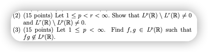 Solved (2) (15 points) Let 1≤p | Chegg.com Solved (2) (15 points) Let 1≤p | Chegg.com