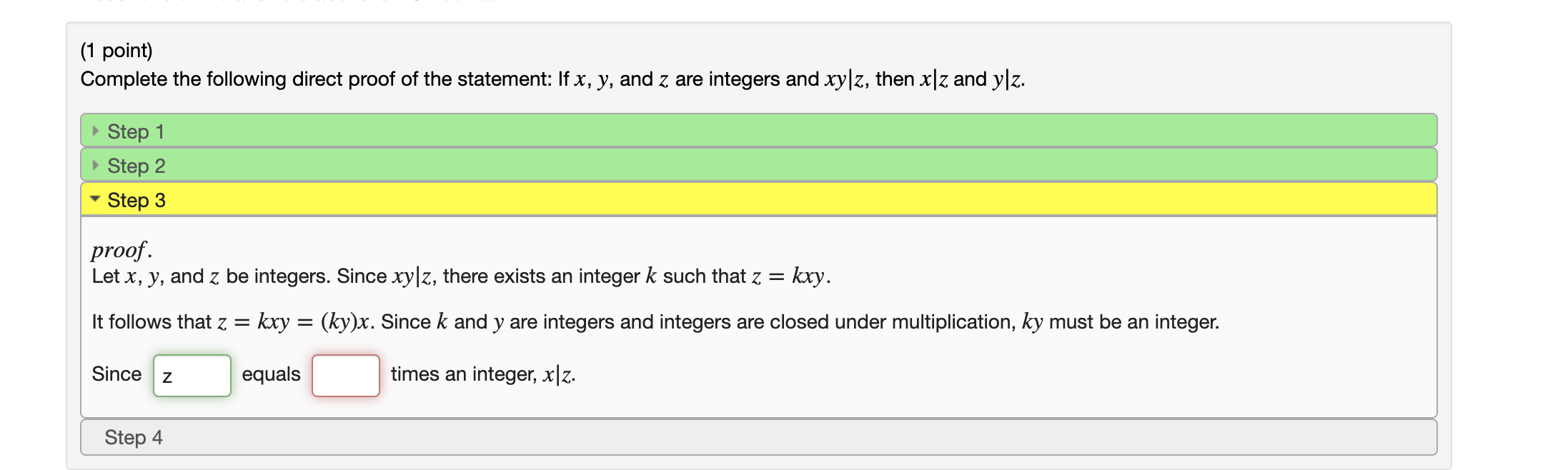 Solved (1 point) Complete the following direct proof of the | Chegg.com