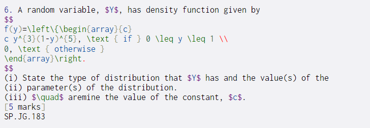 Solved 6. A random variable, $y$, has density function given | Chegg.com