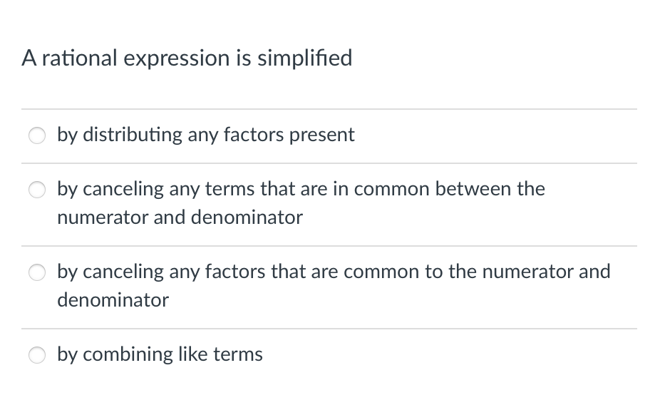 Solved A rational expression is simplified by distributing | Chegg.com