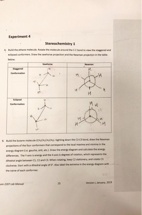 Solved Experiment 4 Stereochemistry 1 A. Build the ethane | Chegg.com