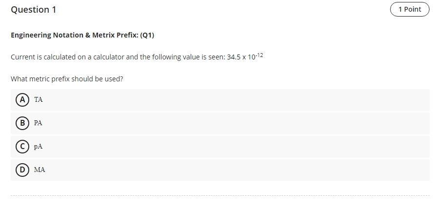 Solved Question 1Engineering Notation & Metrix Prefix: | Chegg.com