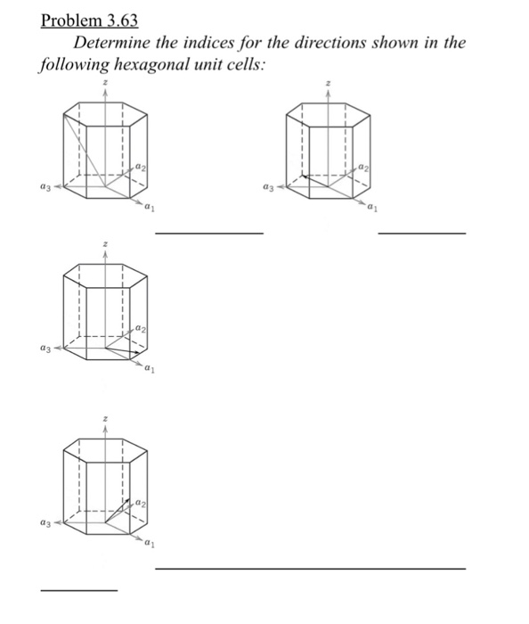 Solved Problem 3.63 Determine the indices for the directions | Chegg.com