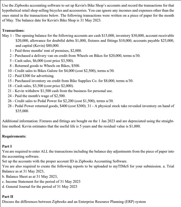 Solved Use the Zipbooks accounting software to set up | Chegg.com