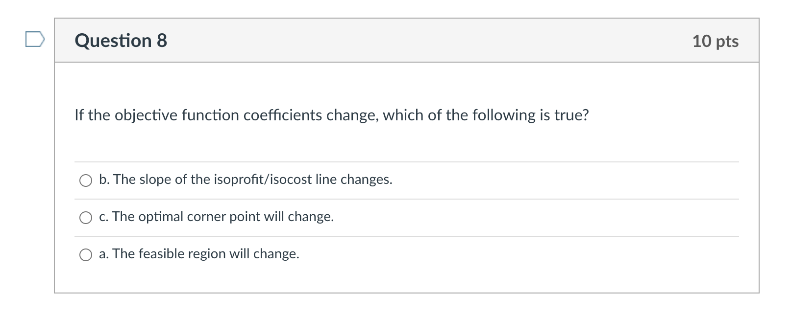 Solved Question 8 10 pts If the objective function | Chegg.com