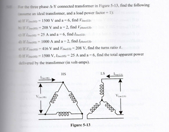 Solved Fur the three phase Δ−Y connected transformer in | Chegg.com