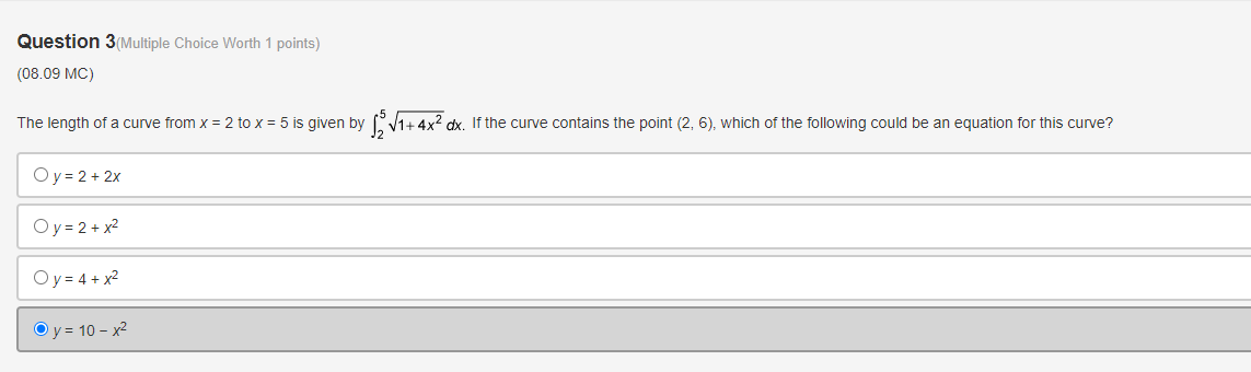 Solved Question 5(Multiple Choice Worth 1 points) (08.09 MC) | Chegg.com
