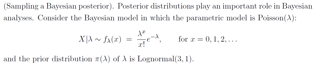 Solved (Sampling a Bayesian posterior). Posterior | Chegg.com