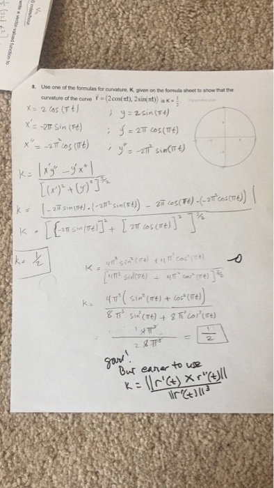 Solved Use one of the formulas for curvature, K, given on | Chegg.com