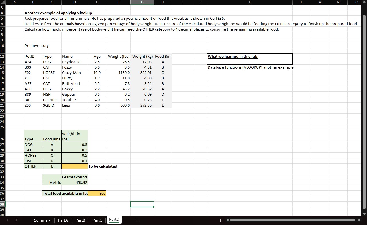 Solved Part D - ﻿Another example of VlookupAnother example | Chegg.com