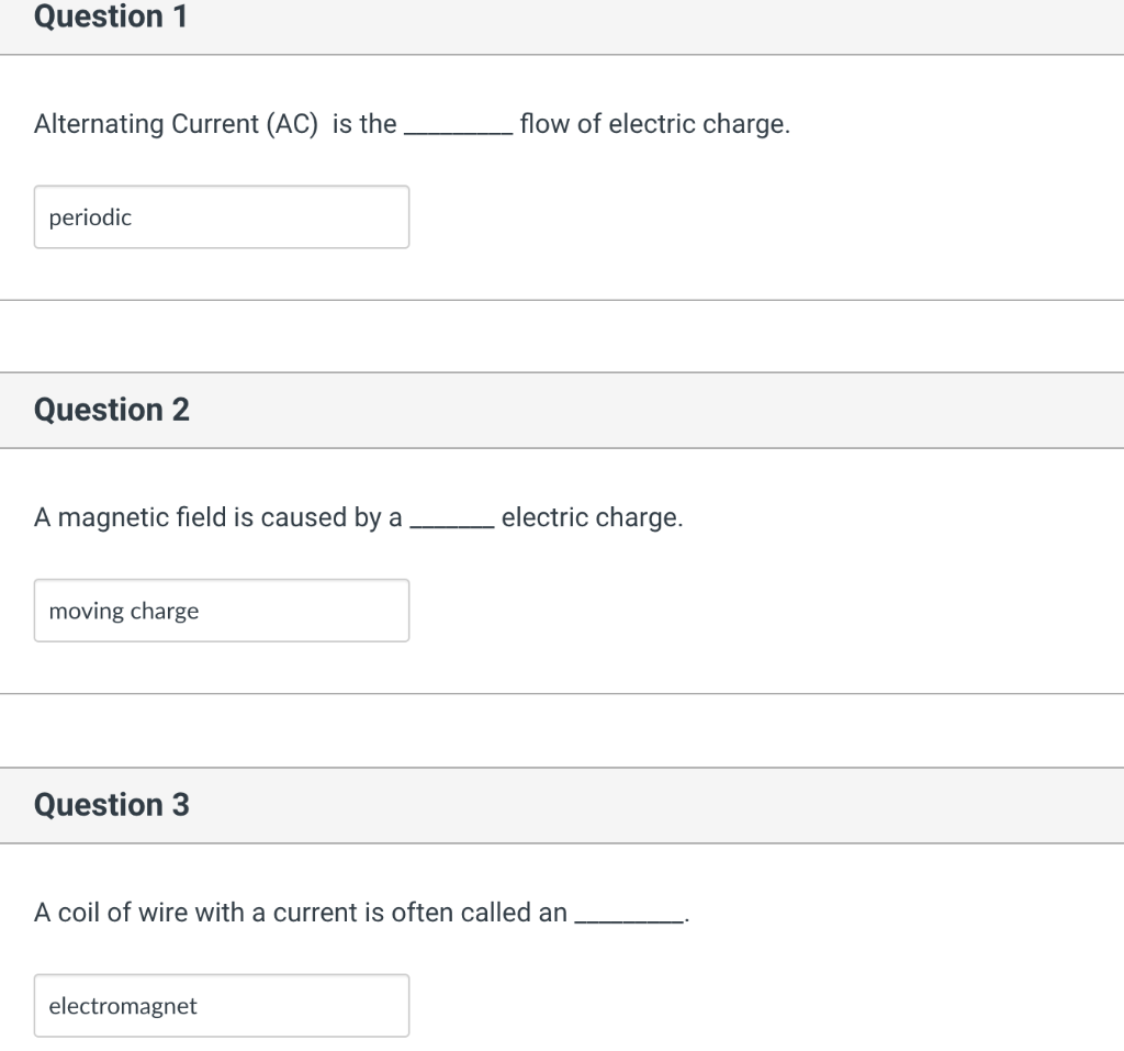 Solved Question 1 Alternating Current (AC) is the flow of | Chegg.com