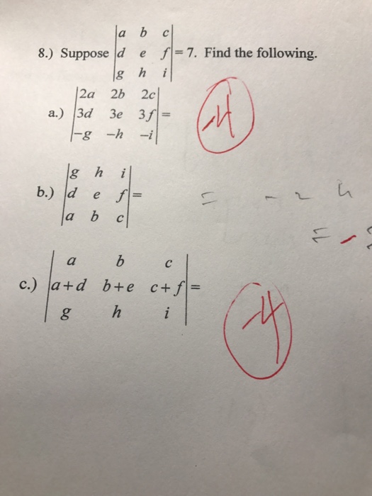 Solved 8.) Suppose d e f-7. Find the following. 2a 2b 2c a.) | Chegg.com