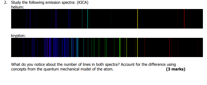 Solved 2. Study the following emission spectra: (KICA) | Chegg.com