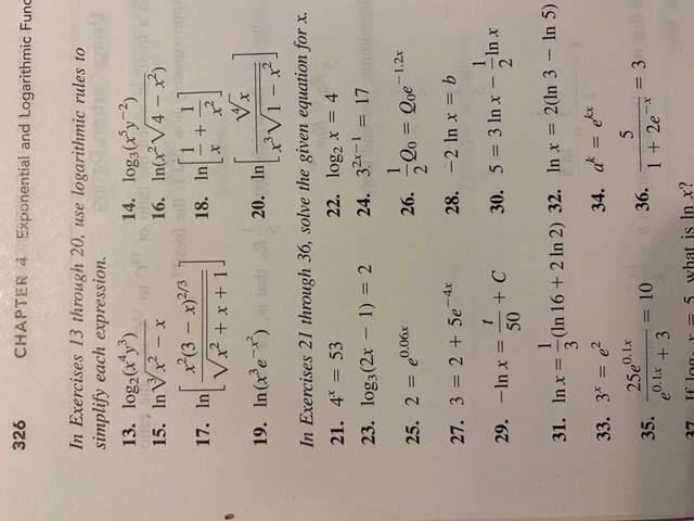 Solved In Exercises 13 through 20, use logarithmic rules to | Chegg.com
