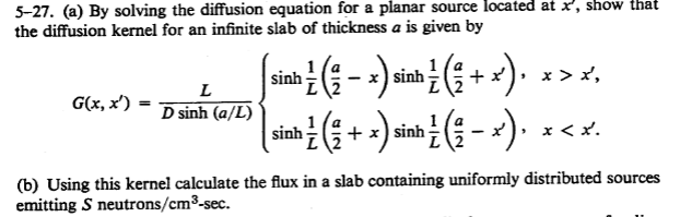5-27. (a) By solving the diffusion equation for a | Chegg.com