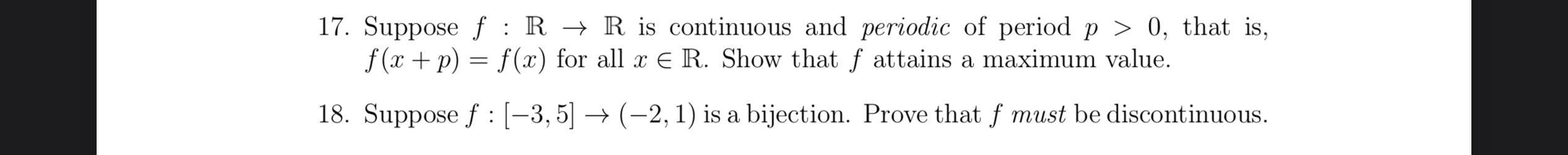Solved 17. Suppose f : R + R is continuous and periodic of | Chegg.com