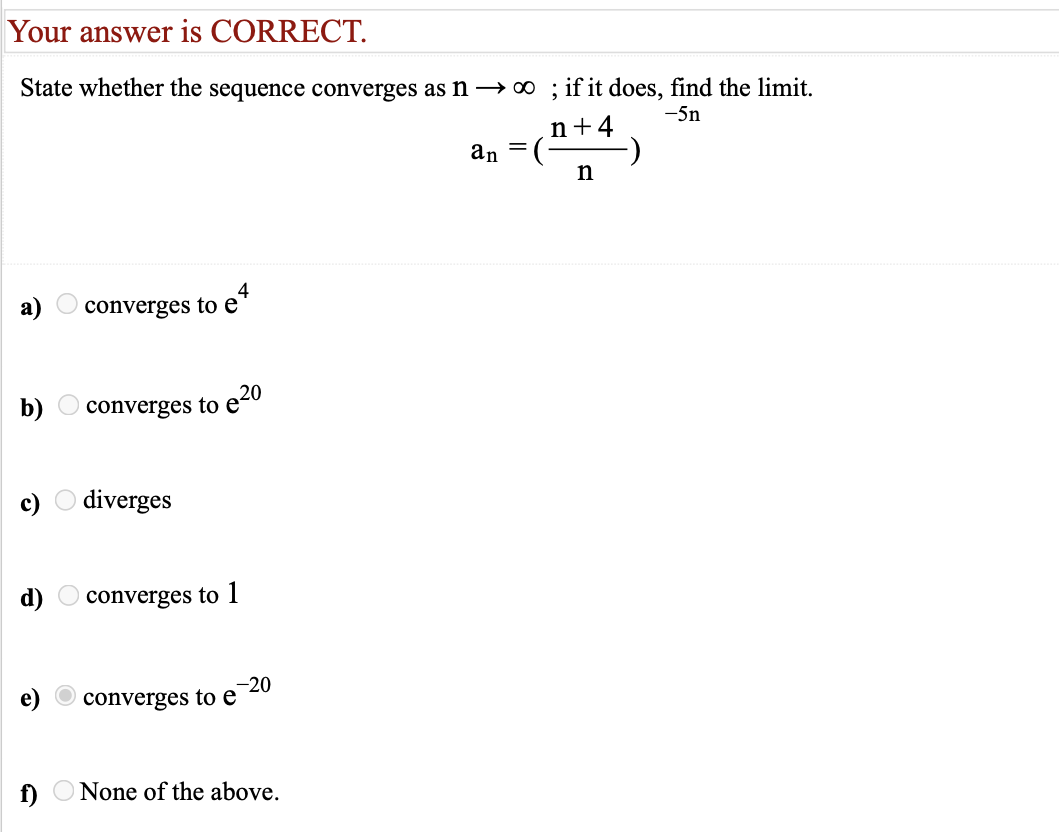 Solved State whether the sequence converges as n→∞; if it | Chegg.com