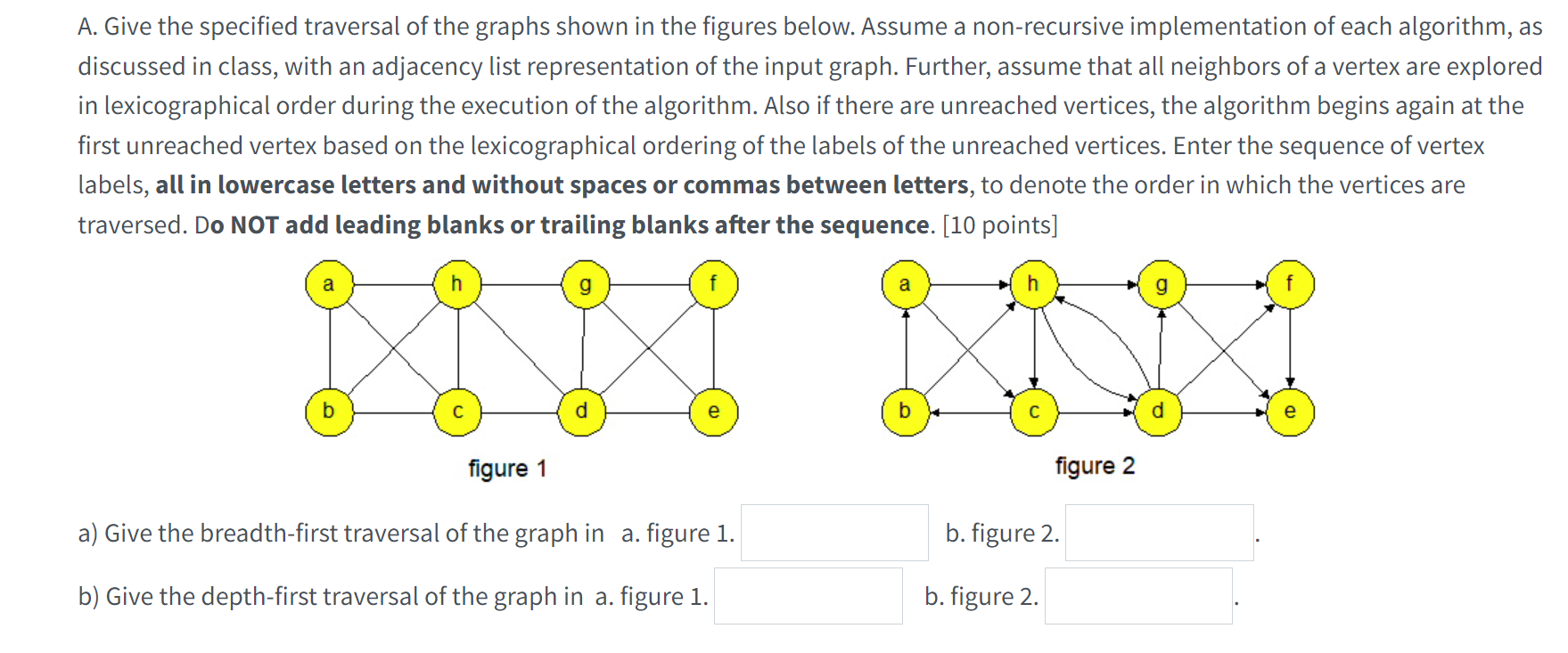 A. Give the specified traversal of the graphs shown | Chegg.com
