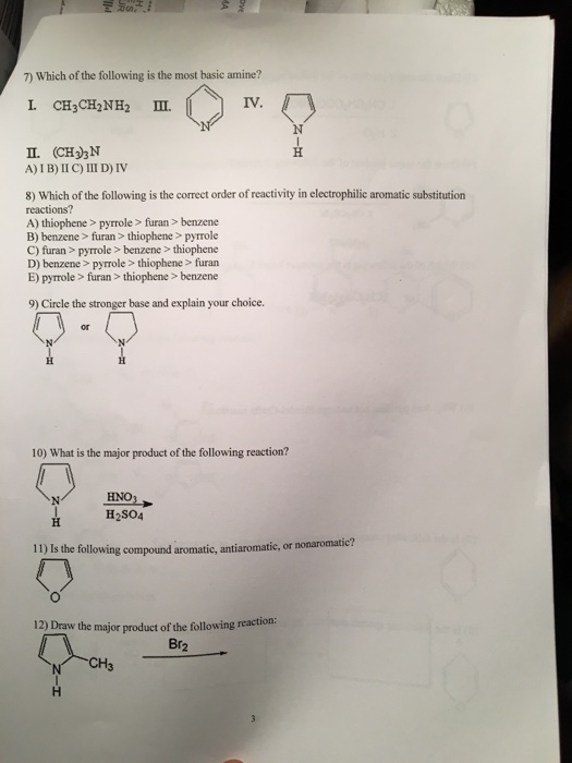 Solved 7) Which of the following is the most basic amine? | Chegg.com