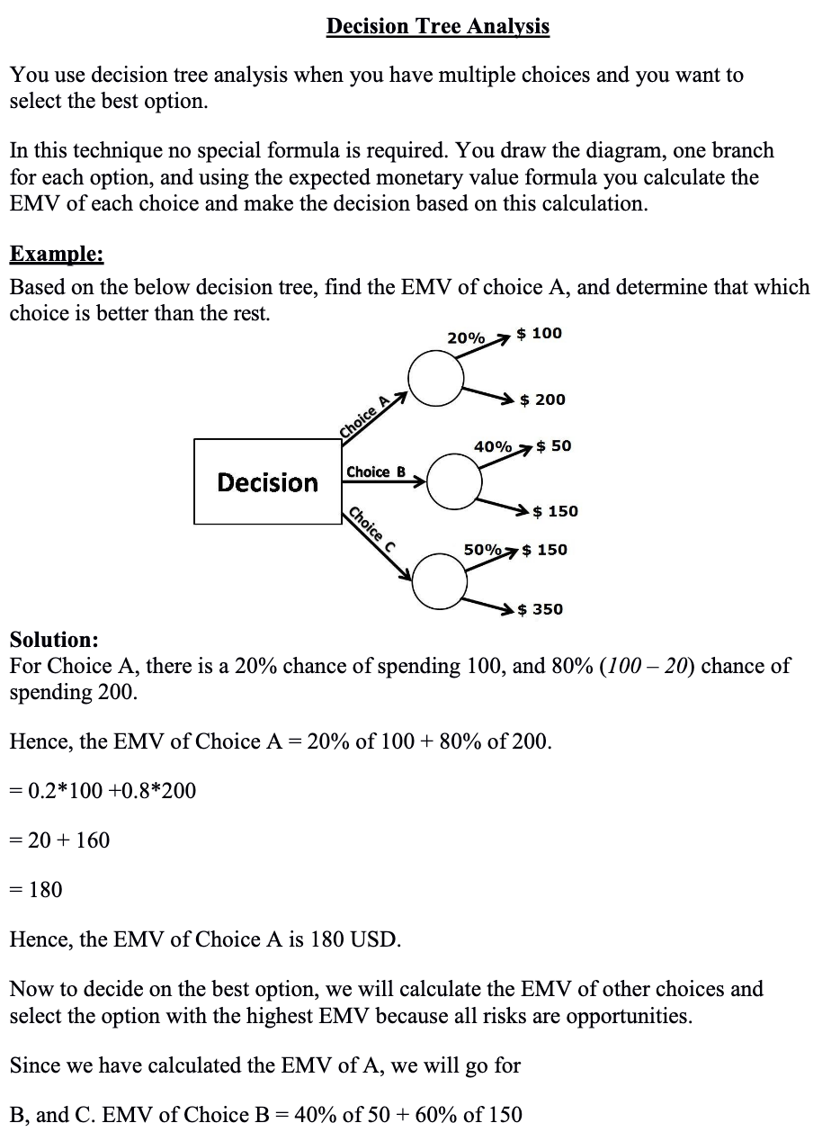 Solved Decision Tree Analysis You use decision tree analysis | Chegg.com