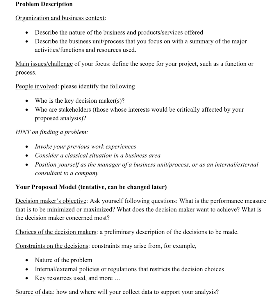 Solved Problem Description Organization and business | Chegg.com