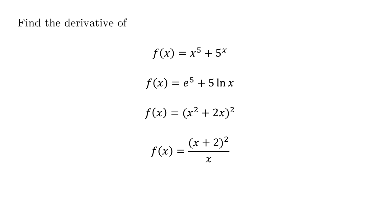 Solved Find the derivative of | Chegg.com