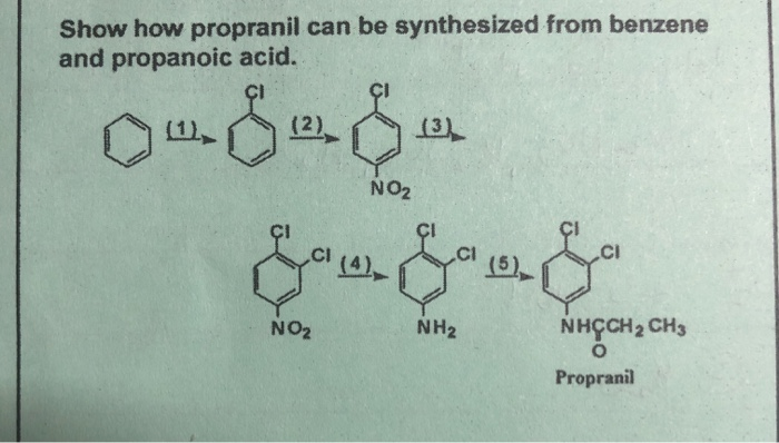Solved Show how propranil can be synthesized from benzene | Chegg.com