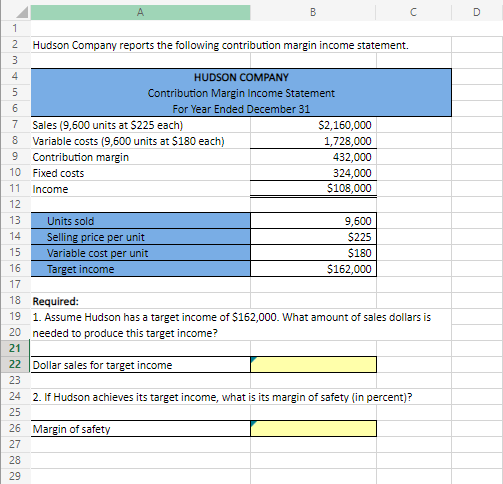 Solved pls use excel formulas | Chegg.com
