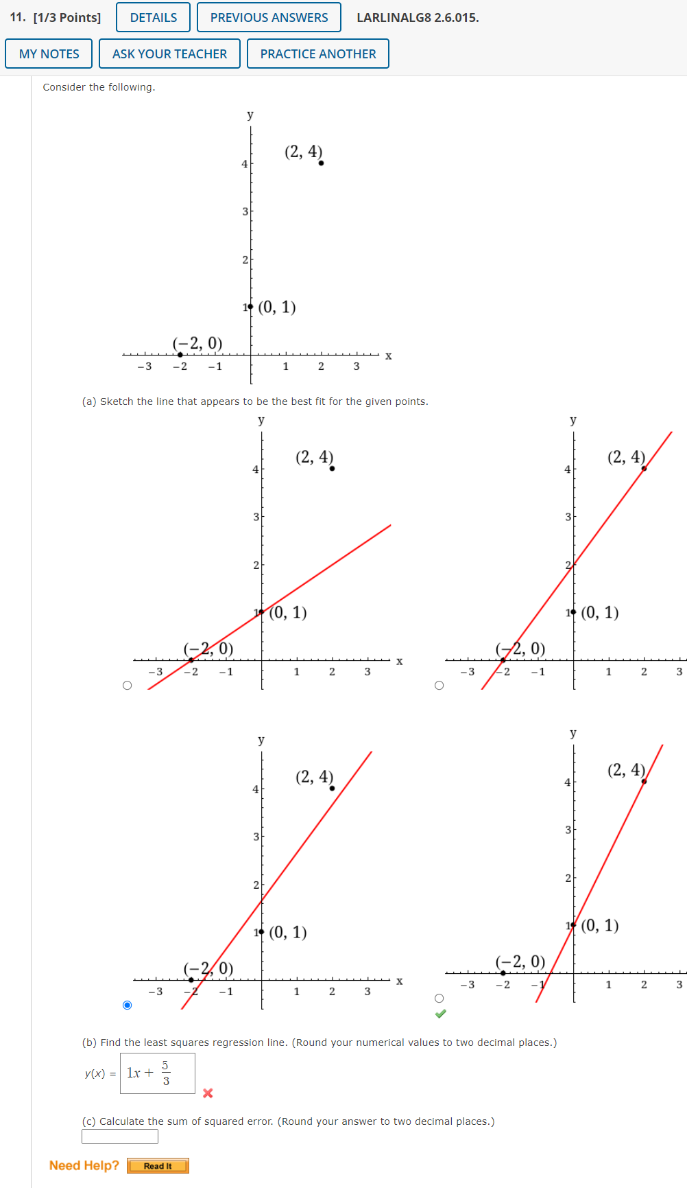 Solved 11. [1/3 Points] DETAILS PREVIOUS ANSWERS LARLINALG8 | Chegg.com