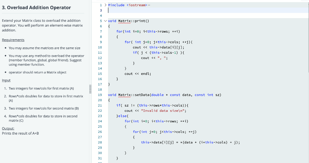 1 > #include ... 3. Overload Addition Operator Extend | Chegg.com