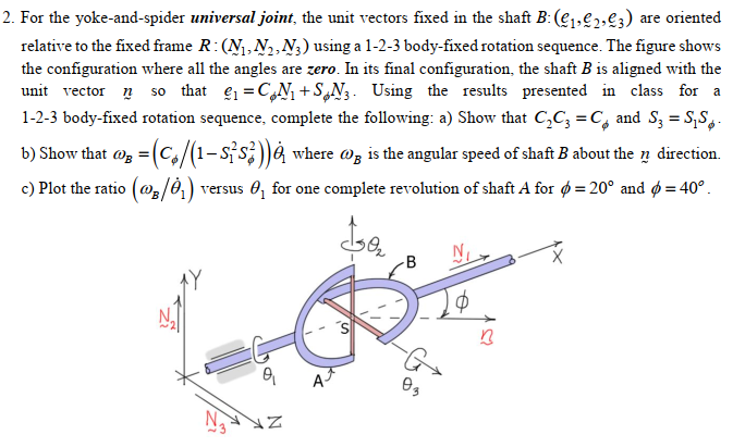 Solved For the yoke-and-spider universal joint, the unit | Chegg.com