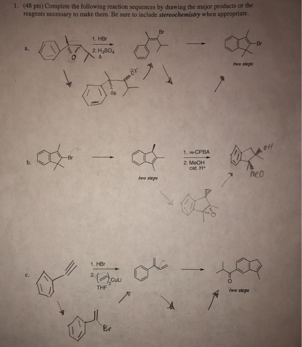Solved (48 pts) Complete the following reaction sequences by | Chegg.com