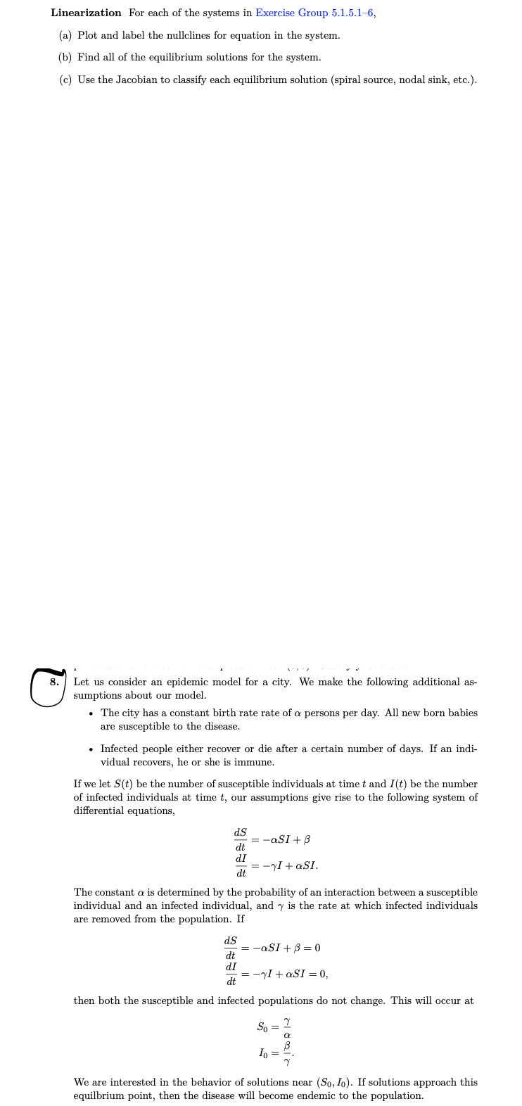 Linearization For each of the systems in Exercise | Chegg.com