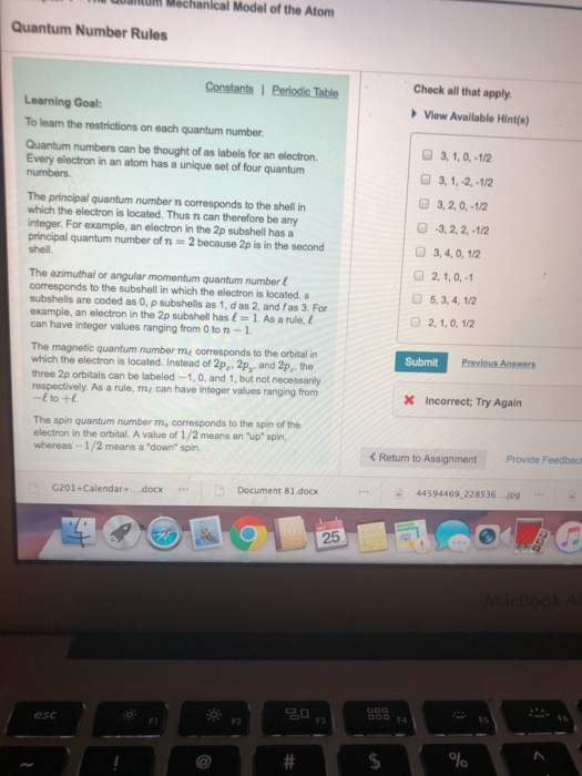 Solved Quantum Mechanical Model of the Atom Quantum Number | Chegg.com